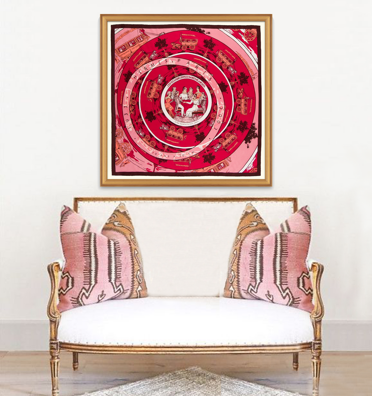 Hermès Jeu des Omnibus et Dames Blanches Framed Scarf | Maison George