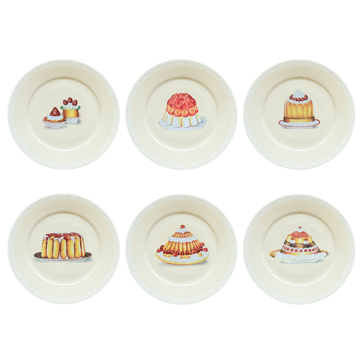 Set of 6 Pierre Frey Dessert Plates | Maison George